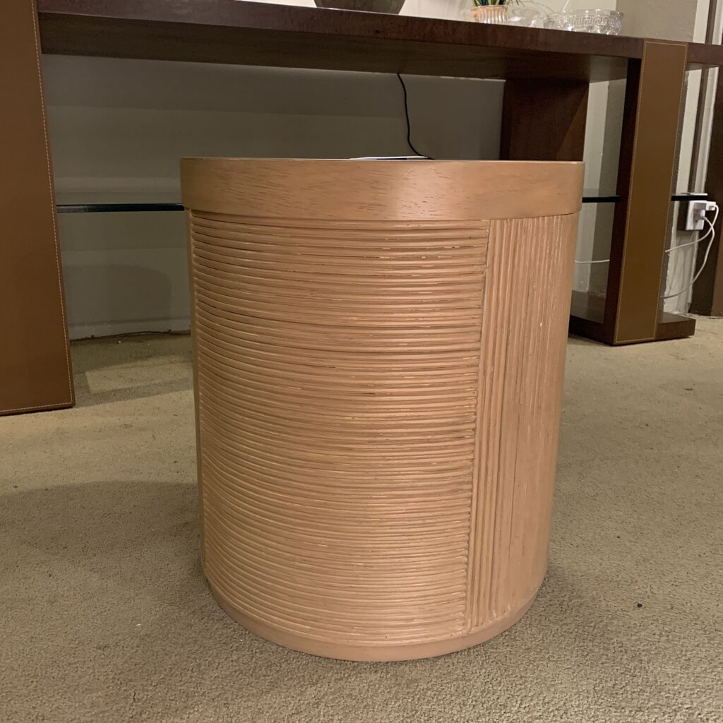 Wood Slatted Round Side Table – Ballard Consignment