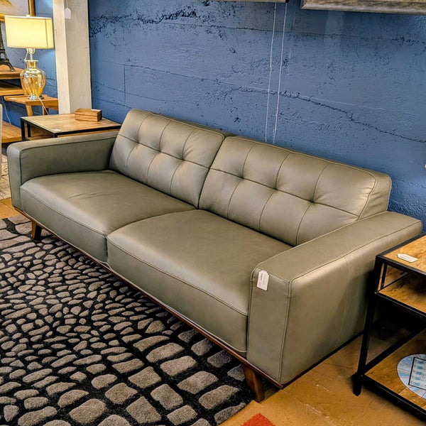 Odense Slate Leather Sofa – Ballard Consignment