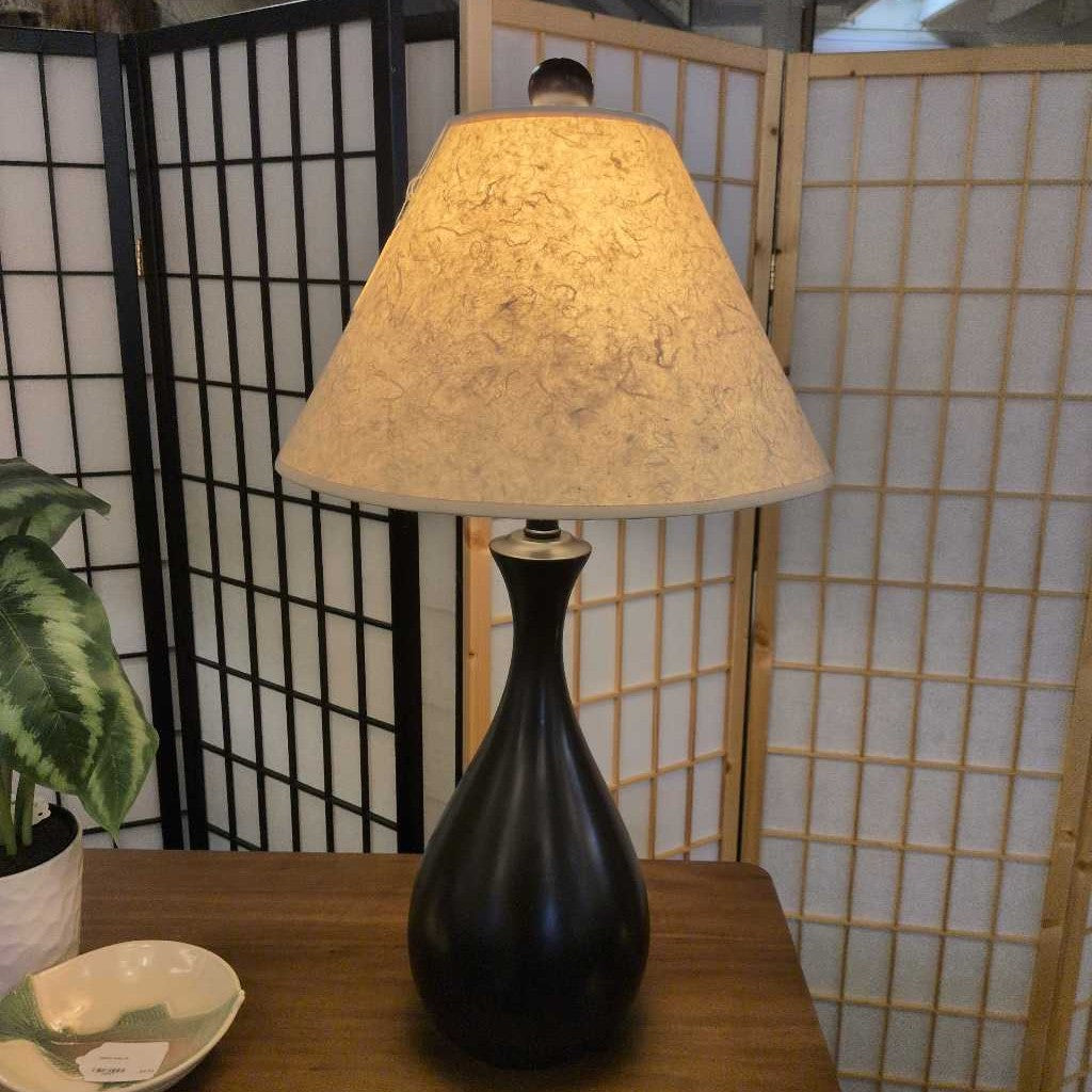 Black Pear Shaped Lamp w/Tan Shade – Ballard Consignment